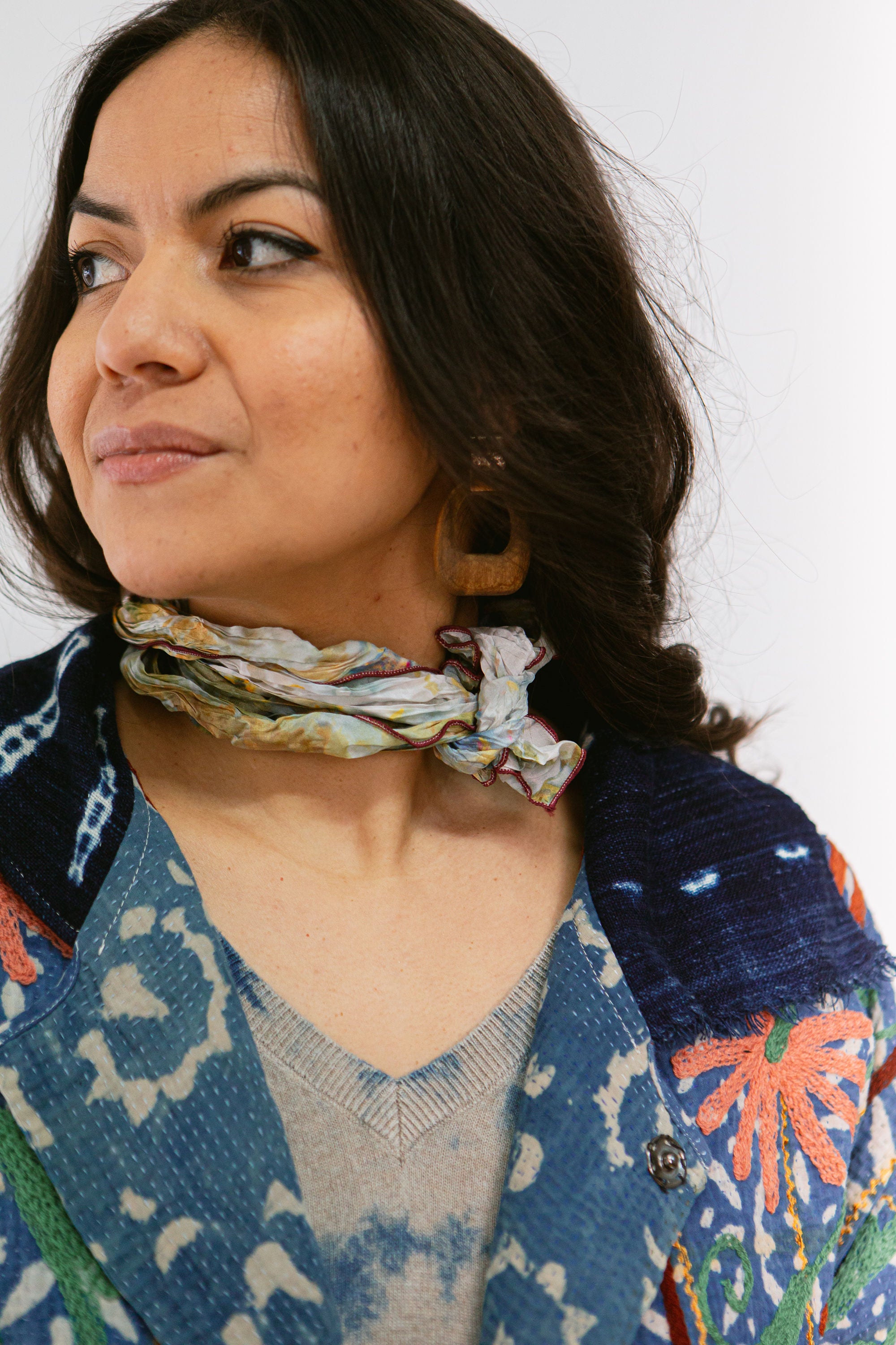 Hand Dyed Shibori Silk Scrunch Scarf | Megan-Ilene